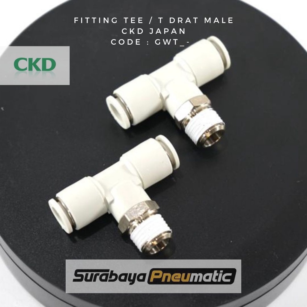 Jual CKD - Fitting Tee / T Selang Drat Male - GWT10-10 (OD10mm, Drat 3/8) | Shopee Indonesia