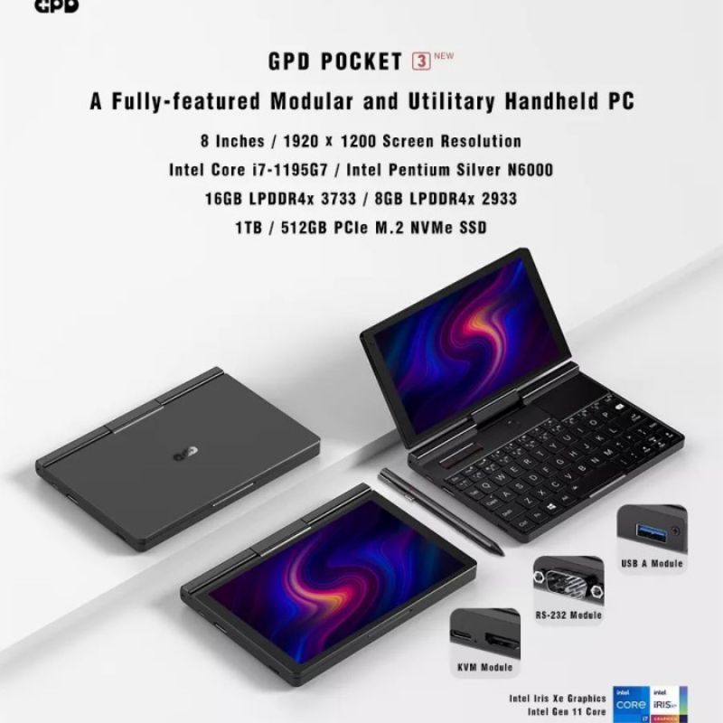 Jual GPD Pocket 3 Intel Core i7-1195G7 16GB/1TB Laptop Windows 11 pro ...