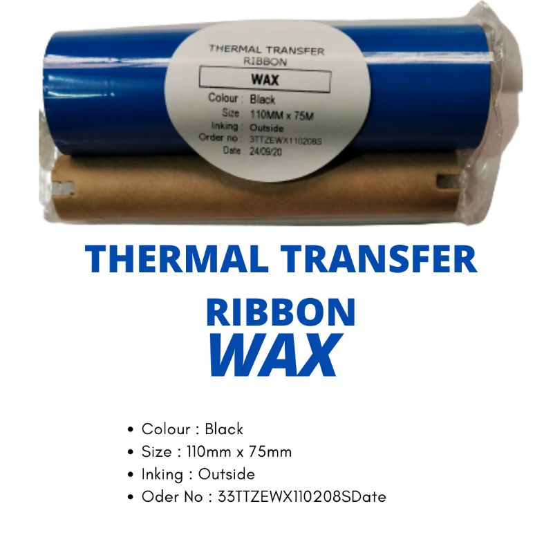 Jual JUAL PROMO THERMAL TRANSFER RIBBON WAX HITAM UKURAN 110MM X 75OMM ...