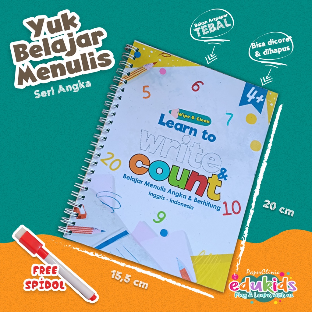 Jual Buku Wipe And Clean Menulis Angka Anak 4 Tahun Ukuran A5 | Shopee ...