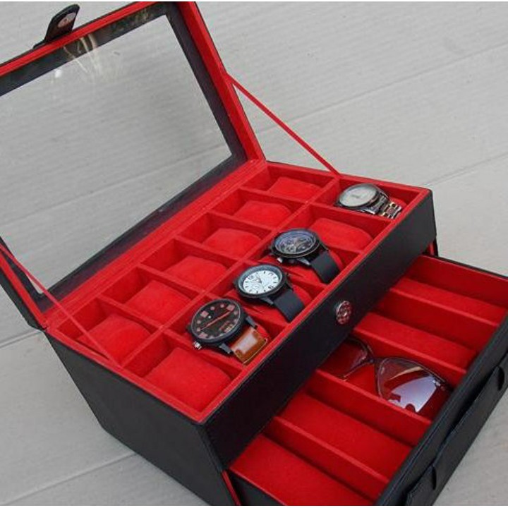 Jual Box Jam Tangan Isi 12 Kombinasi Tempat Kacamata | Kotak Jam Tangan ...
