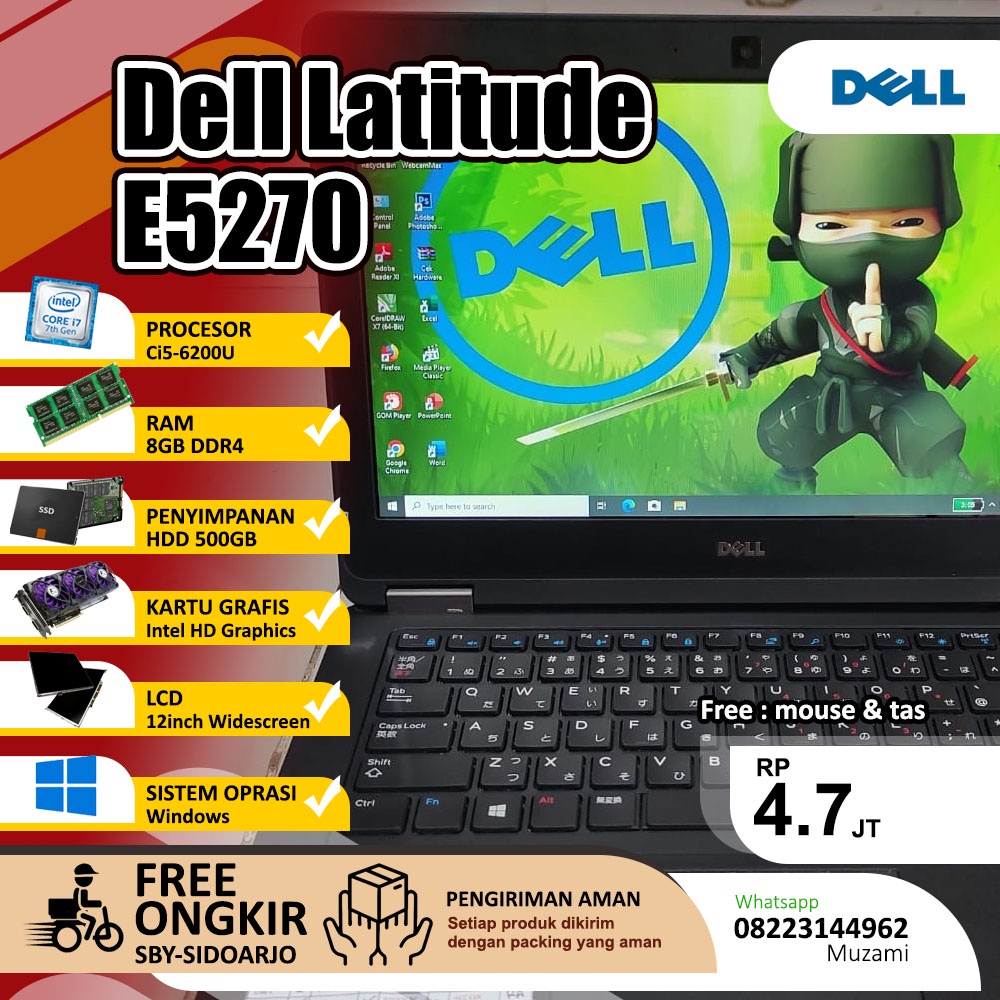 Jual Dell Latitude E5270 Ci5-6200U Ram 8Gb Multi Taksing | Shopee Indonesia