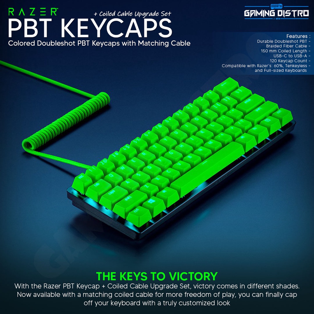 Jual Keycaps Razer PBT and Coiled Cable Upgrade Set - Razer Green ...