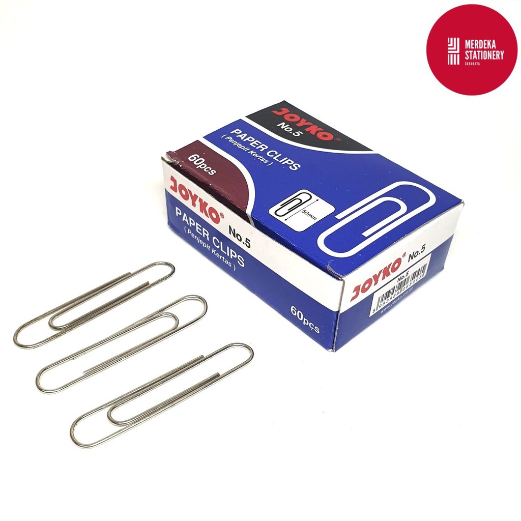 Jual (ISI 60)Paper Clip/Clips/Klip/Paperclip/Paperclips Penjepit Kertas Joyko No.5 50mm | Shopee ...