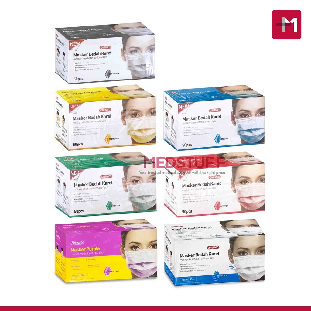 Jual Masker Earloop ONEMED Masker Bedah Karet 3ply isi 50s | Shopee ...