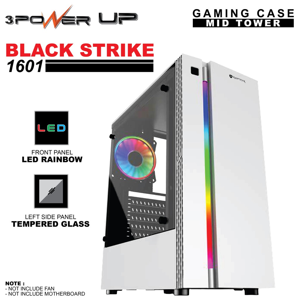 Jual 3 Power Up RAPTOR Black Strike 1601 White Gaming Case Mid Tower ...