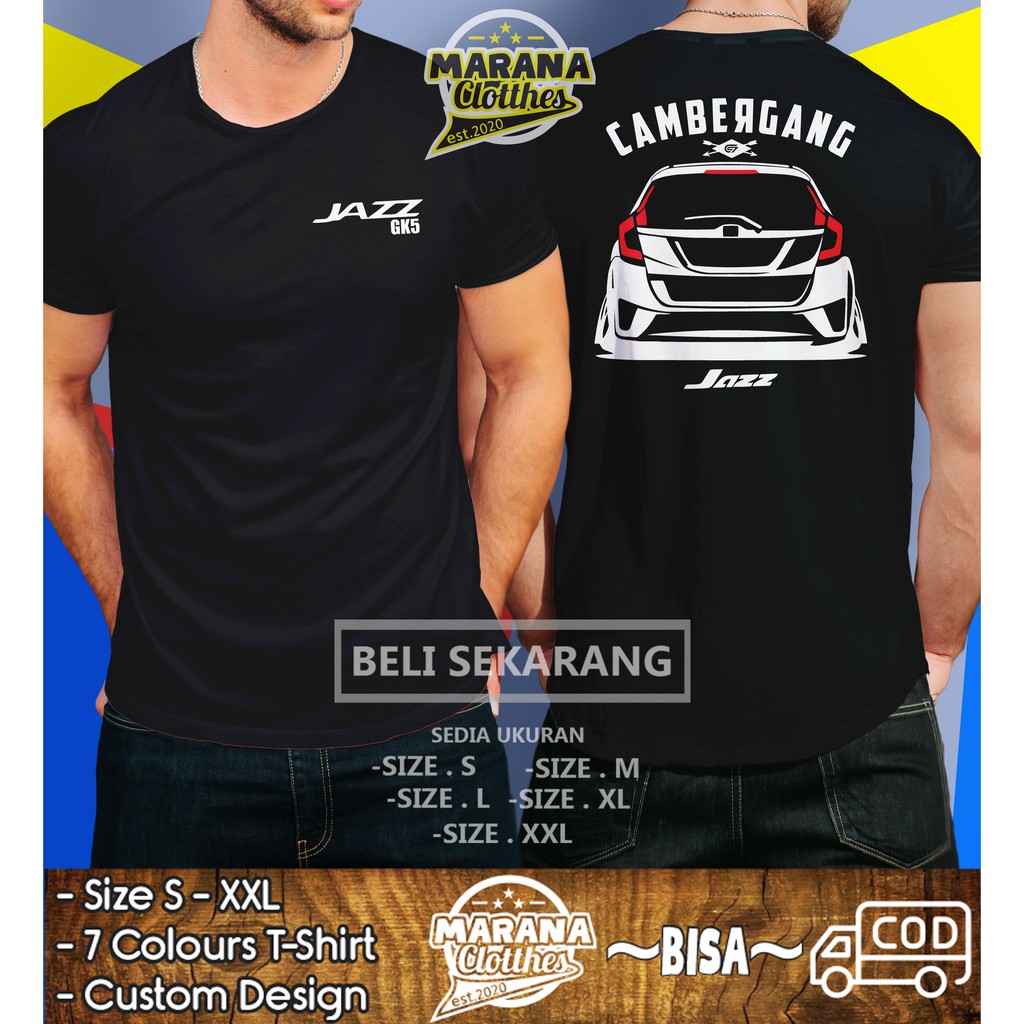 Jual Kaos Mobil Honda Jazz GK5 Rear Cambergang Siluet Baju Otomotif ...
