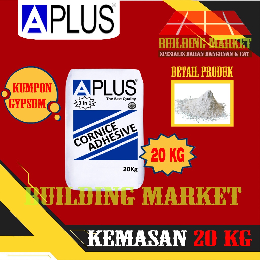 Jual DEMPUL GIPSUM APLUS CORNICE ADHESIVE KUMPON GYPSUM COMPOUND APLUS ...