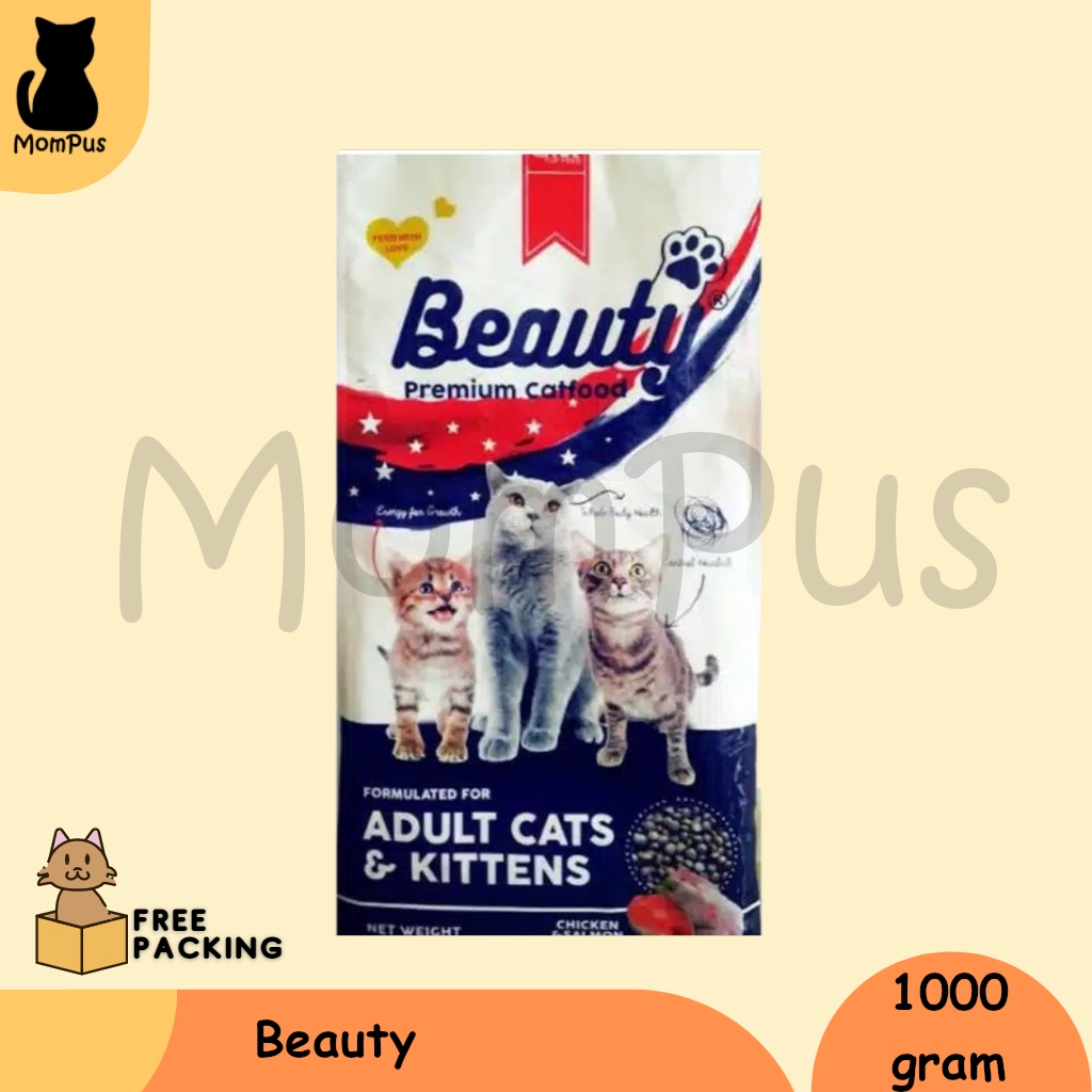 Jual Beauty Cat KITTEN ADULT 1kg Chicken Salmon Premium Dry Food ...