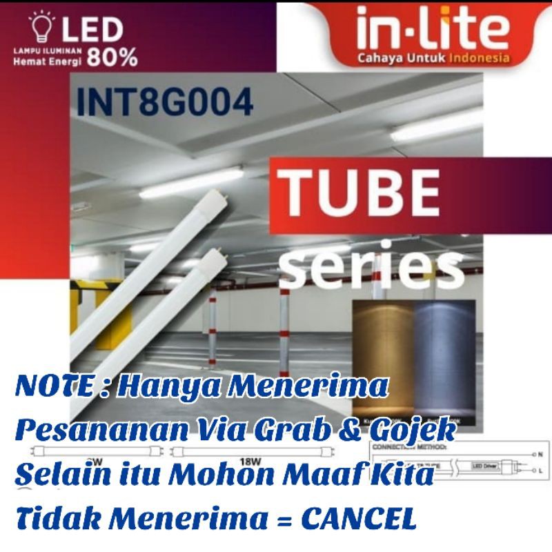 Jual INLITE - LAMPU LED T8 SET KAP+LAMPU [PILIH VARIAN] INT8G004 18WATT ...