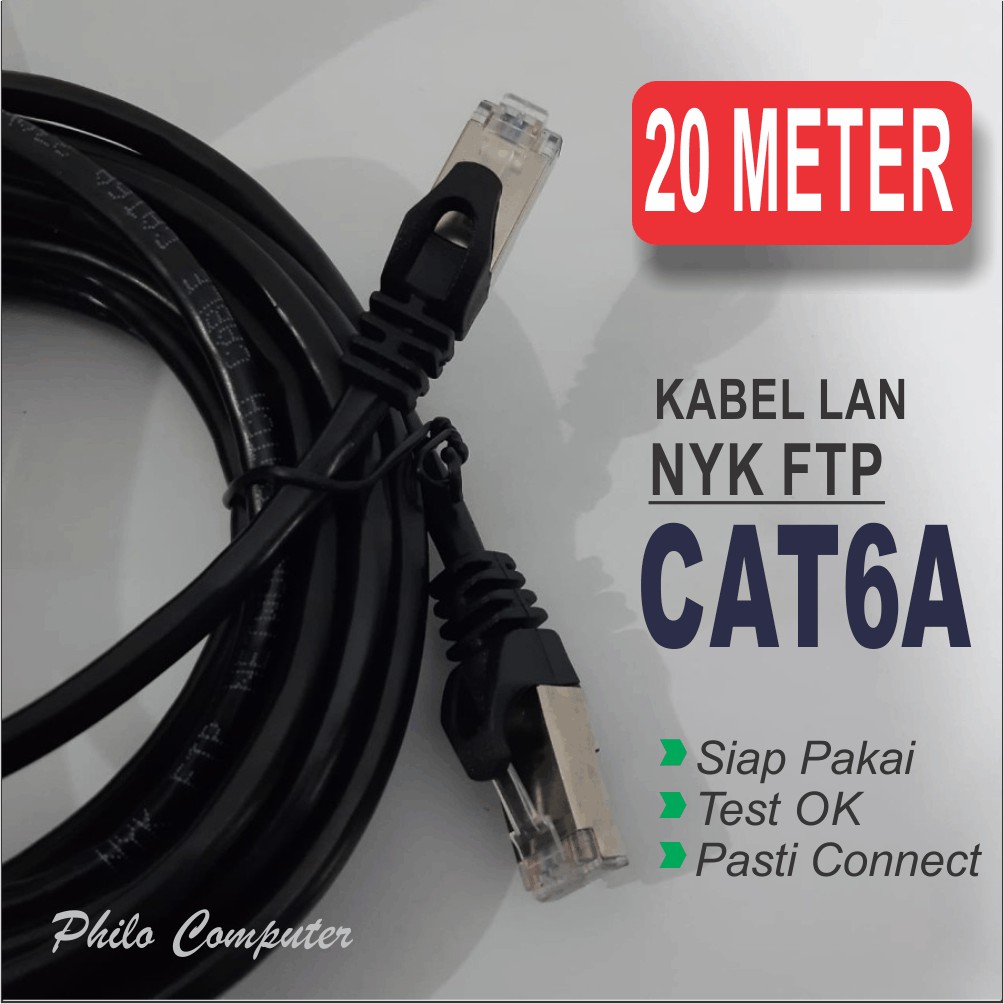 Jual Kabel lan 20 meter ftp cat6 cat6a outdoor siap pakai pabrikan 20m | Shopee Indonesia