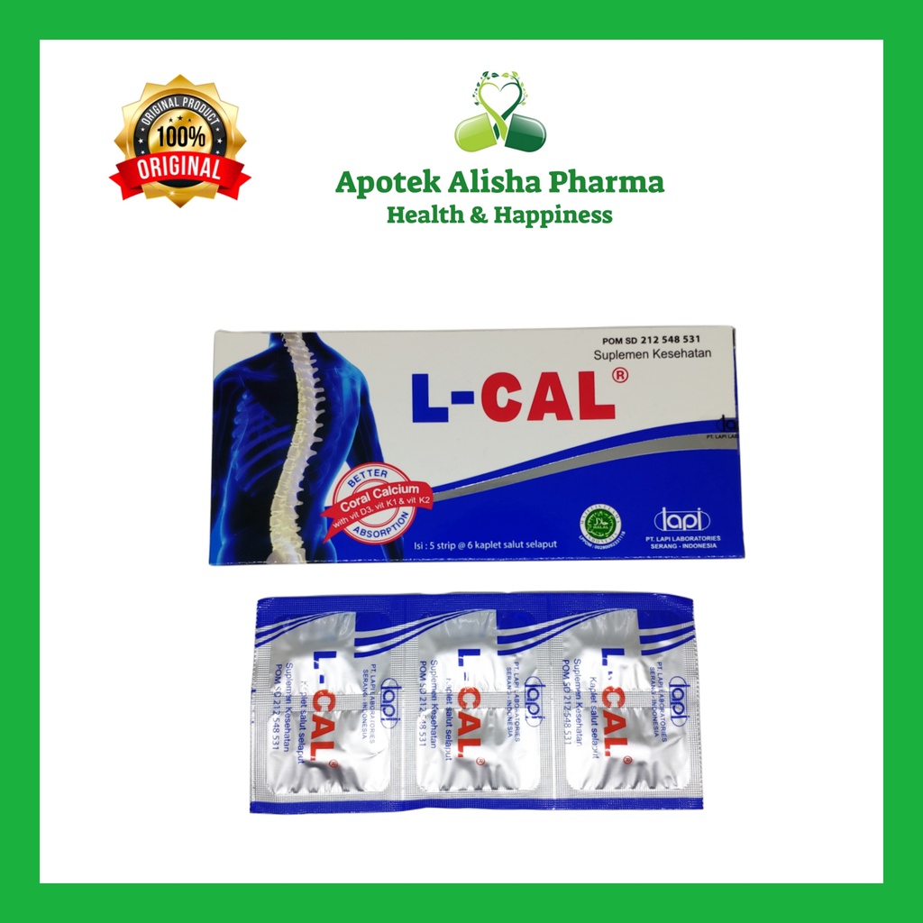 Jual L-Cal L Cal Kaplet Box isi 30 dan Strip isi 6 Tablet Suplemen ...