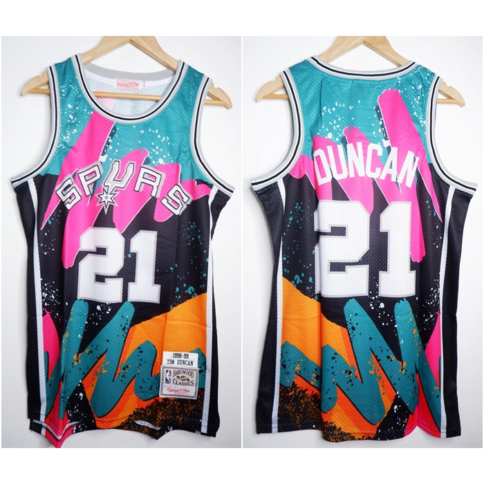 Jual JERSEY BASKET NBA CLASSIC HWC HIPHOP SPURS #21 TIM DUNCAN HITAM ...