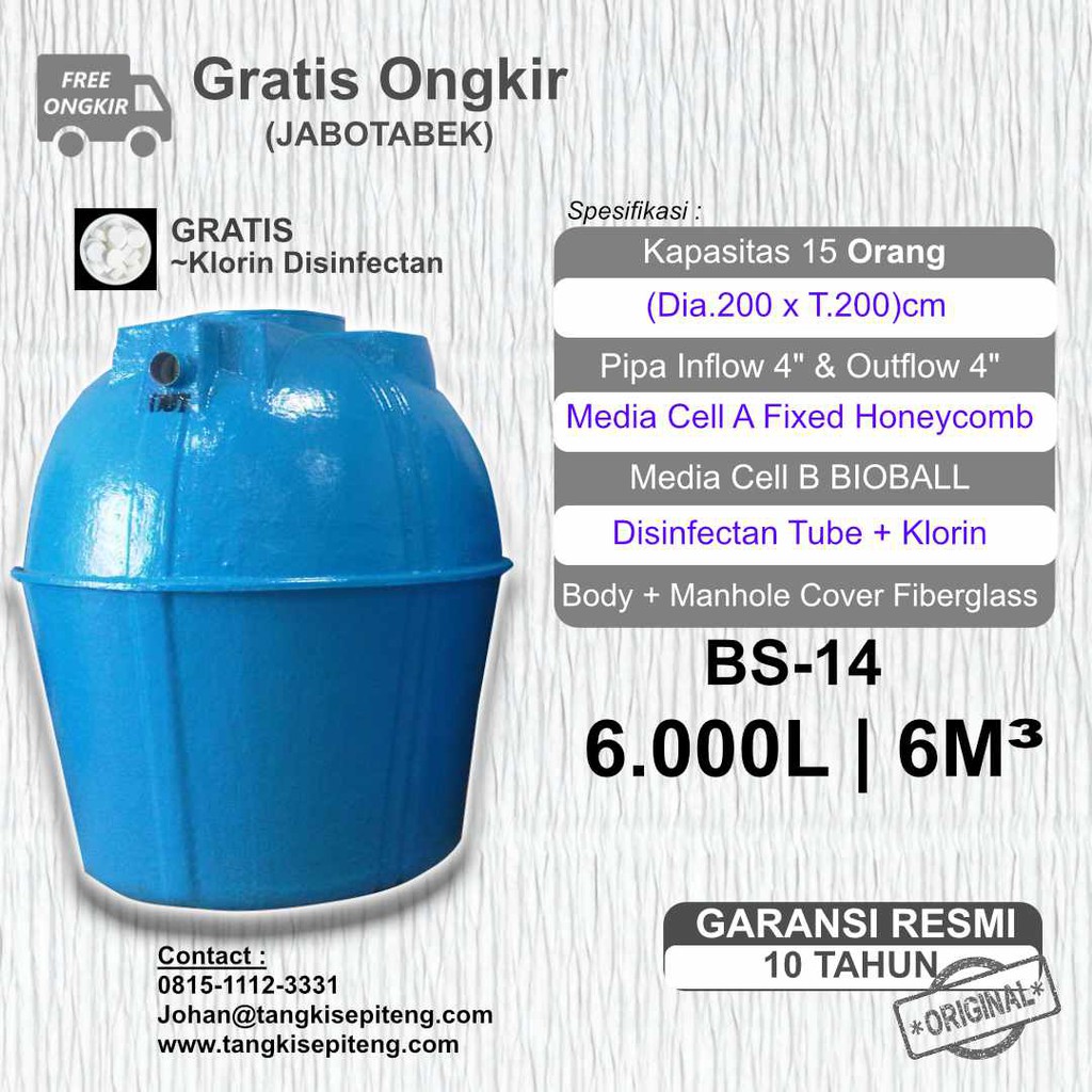Jual BIOFIL 6000 Liter Vertikal - BIOTANK , BIOTECH , BIO SEPTIC TANK ...
