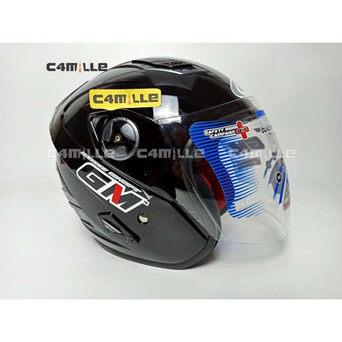 Jual Helm GM Interceptor Double Visor Black | Shopee Indonesia