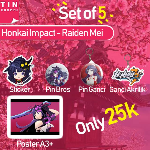 Jual Set Of 5 "Honkai Impact - Raiden Mei" - Poster Anime - Ganci ...