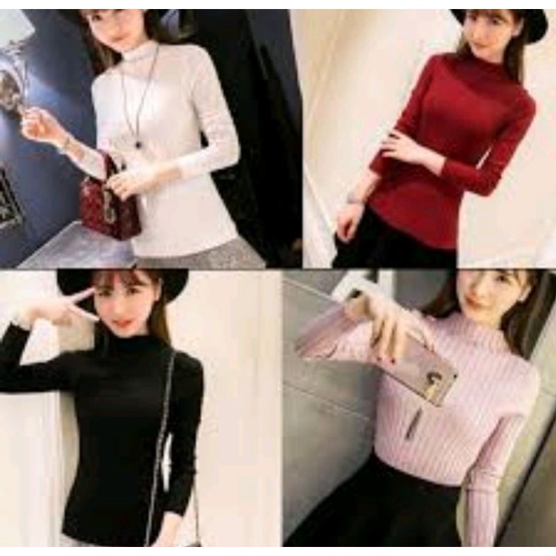 Jual Inner rajut Aisha hijab baju Dalaman Turtleneck knit Manset ...