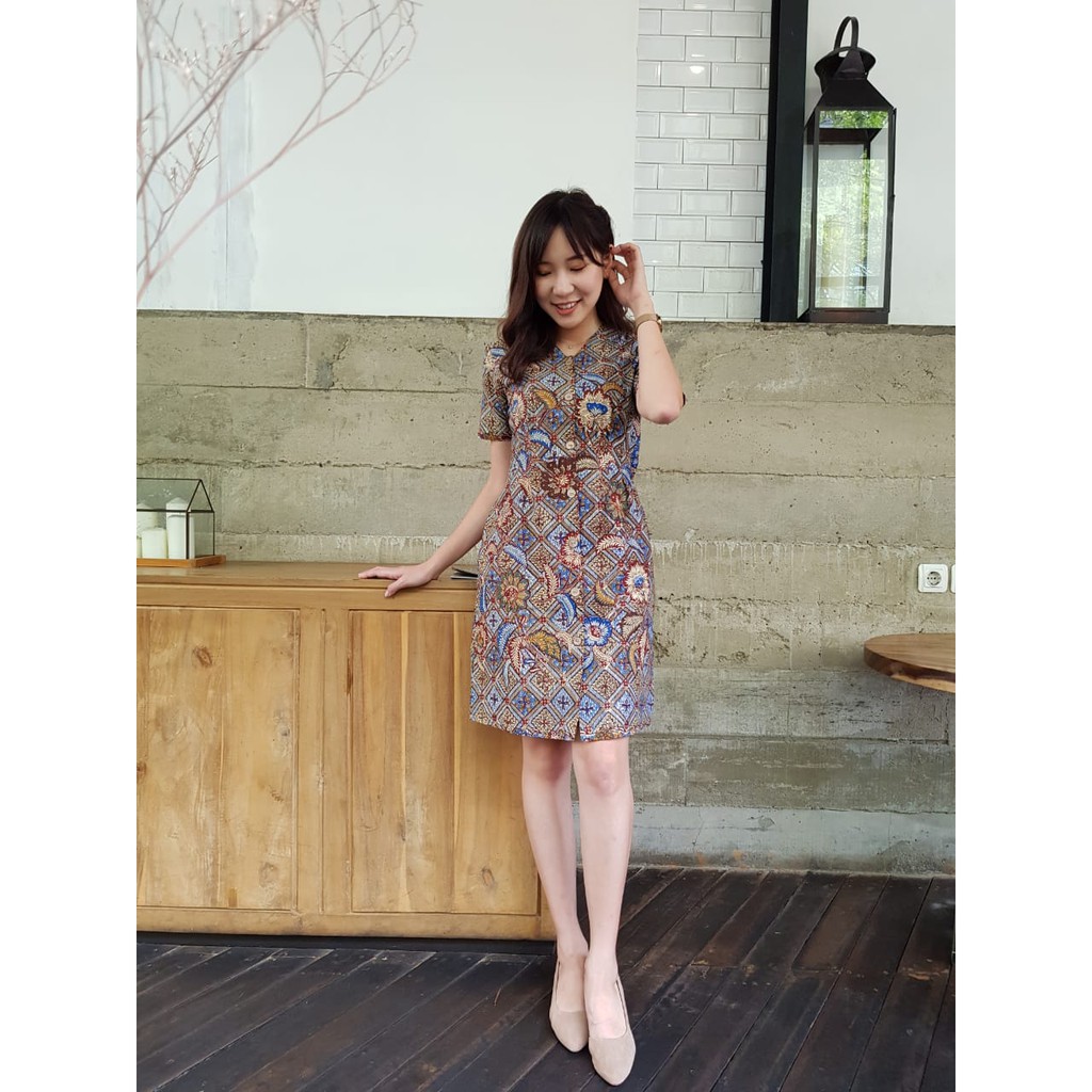 Jual Batik Pandawa5 | Dress batik Meliana/ dress batik korean/ dress ...
