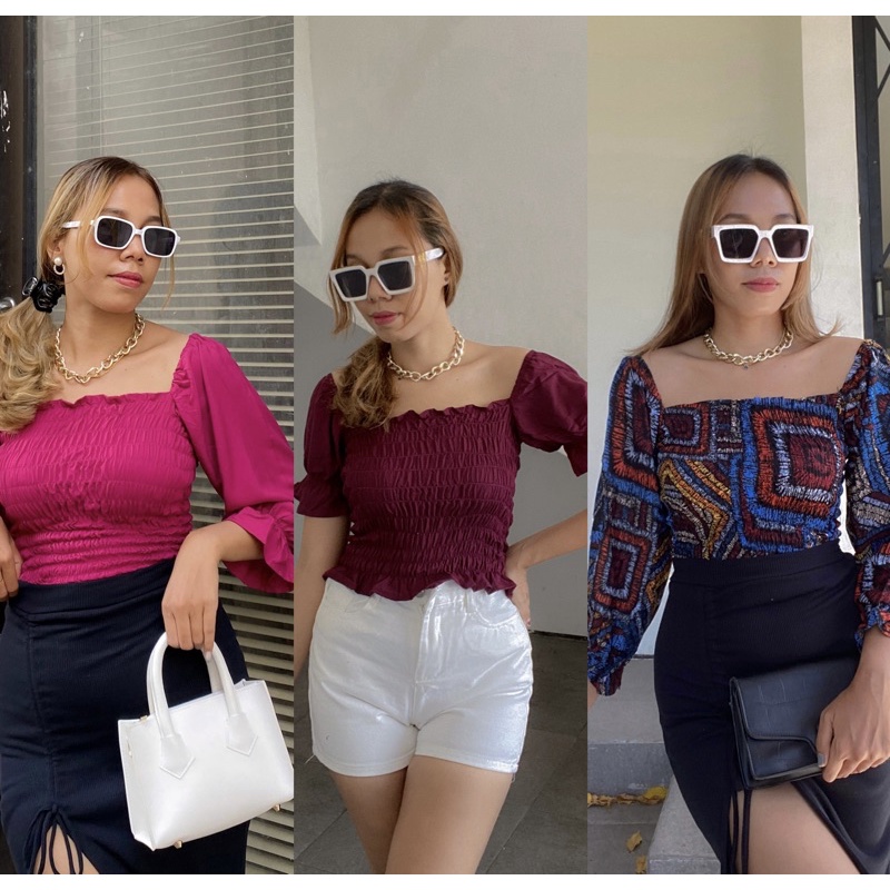 Jual Gloria Top/baju sabrina/baju kerut/sabrina polkadot/sabrina flower ...