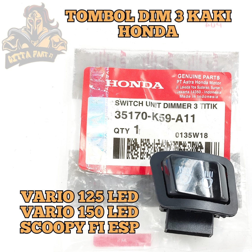 Jual TOMBOL SWITCH LAMPU DIM 3 KAKI HONDA KUALITAS ASLI ORIGINAL HONDA ...