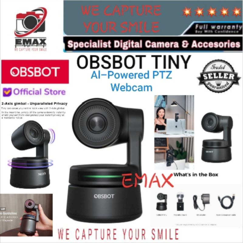 Jual OBSBOT TINY 2 Axis Al Powered PTZ Webcam Portable Full HD 1080P ...