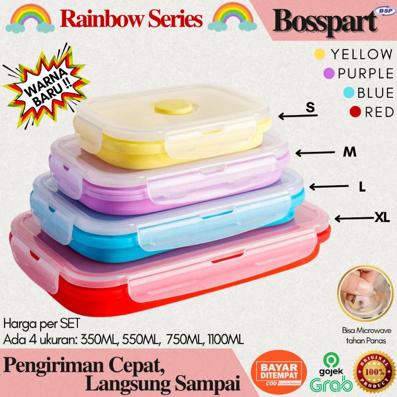 Jual Tempat Makan Silikon Rainbow / Kotak Makan Silicone / Food ...
