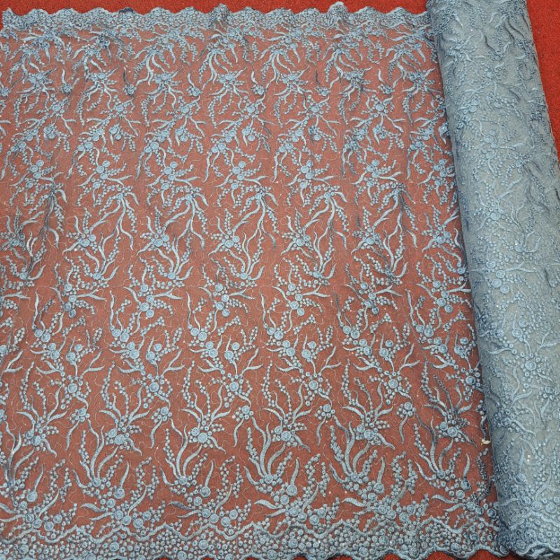 Jual kain tile bordir motif akar-akar full payet | Shopee Indonesia