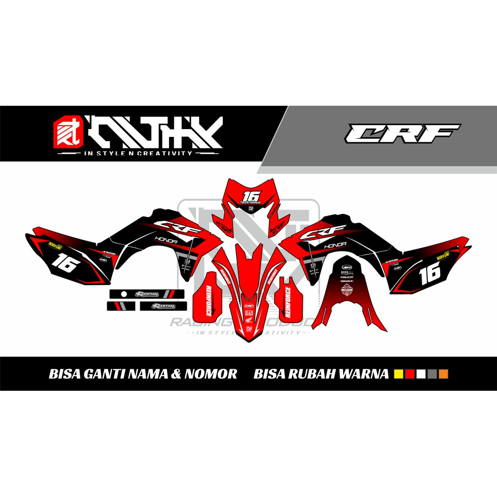 Jual Decal CRF 150 L Full Body Merah Hitam Bisa Pakai Nama & Nomor ...