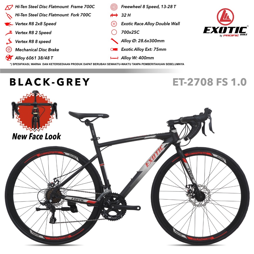 Jual Sepeda Balap/Road Bike Exotic 700 x 25C Steel ET-2708 FS 1.0 (2x8 -MD) | Shopee Indonesia
