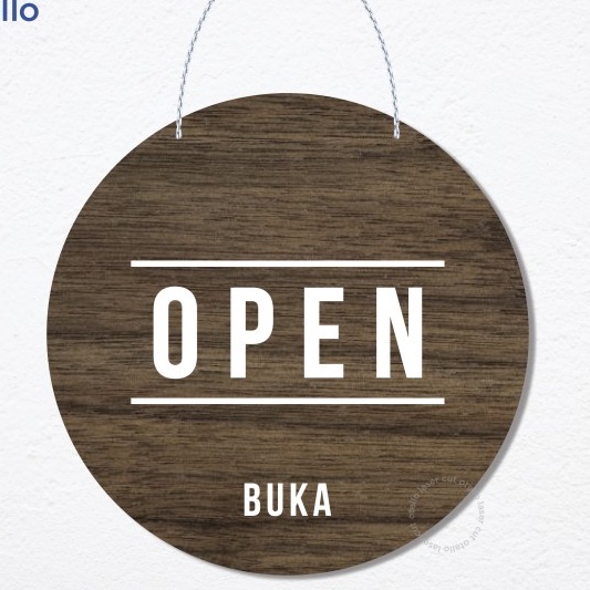 Jual Open Closed BULAT Sign Kayu Signage Gantung Print Buka Tutup Unik ...