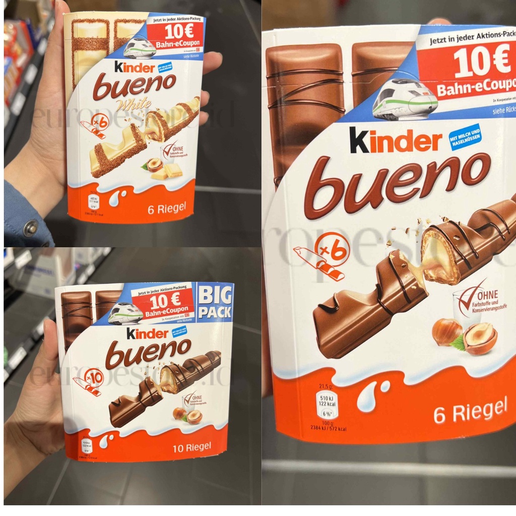 Jual Kinder Bueno Multipack 6 & 10 pcs (Original & White) | Shopee ...