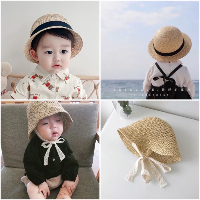 Jual Baby straw hat/ topi pantai bayi anak | Shopee Indonesia
