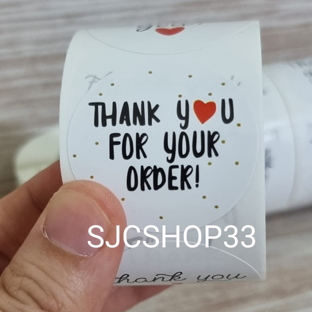 Jual 1 roll isi 350 ukuran 3,8 cm sticker label thank you for your ...