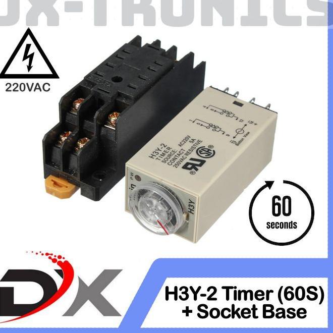Jual Seller H3y 2 Delay Timer Relay Dpdt Socket Base 220vac 60s H3y Qwb Shopee Indonesia