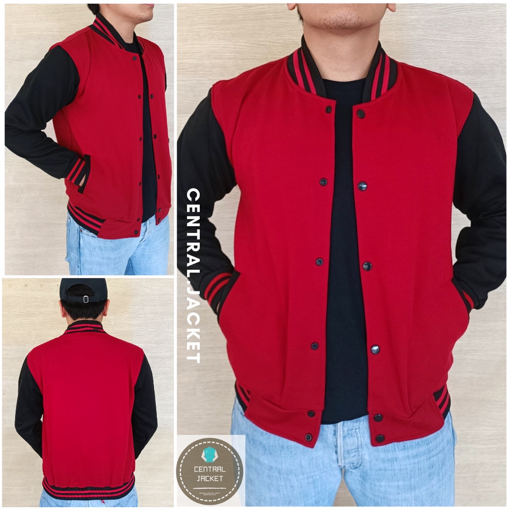 Jual Jaket Baseball Polos Pria - Jaket Varsity Premium Tebal - Central ...
