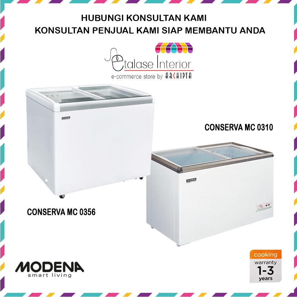 Jual Modena - CHEST FREEZER 2 Pintu sliding/ geser Conserva MC 0356, MC 0310 | Shopee Indonesia
