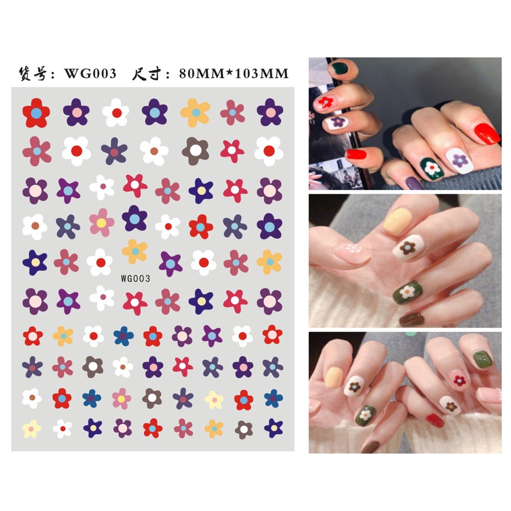 Jual Cute Colorful Flower Ultra Thin Nail Sticker Stiker Kuku Bunga ...