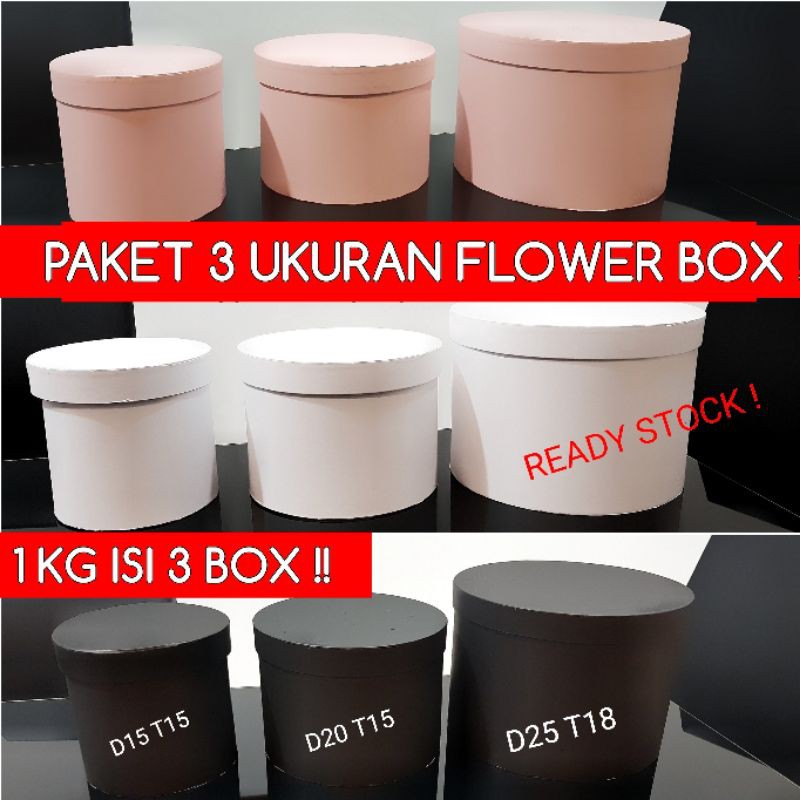 Jual PAKET 3 UKURAN BOX BIG SIZE 1 KG/ vas bunga/ box bunga/ flower box ...