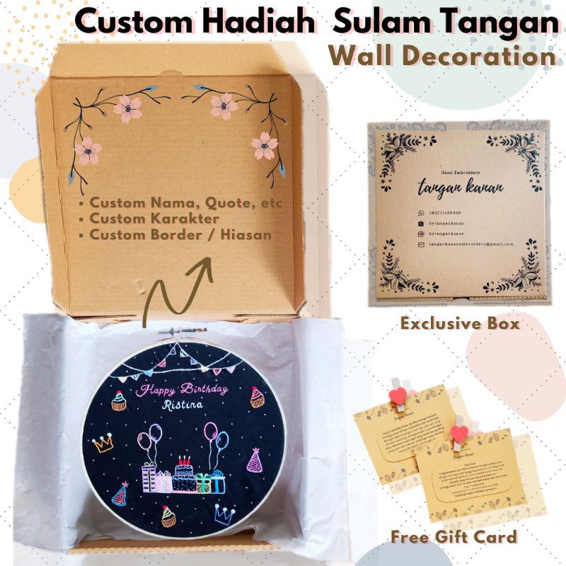 Jual [20 cm]Hadiah Kado Custom Embroidery Ulang Tahun Wisuda Pernikahan ...