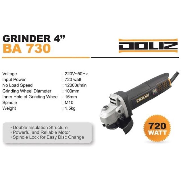 Jual Gerinda Tangan (Angle Grinder 4") DOLIZ BA735 | Shopee Indonesia