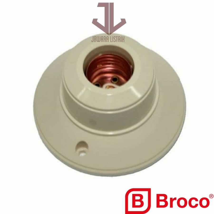 Jual BROCO FITTING PLAFON BULAT NEW GEE 1212 RUMAH LAMPU BULAT CREAM ...