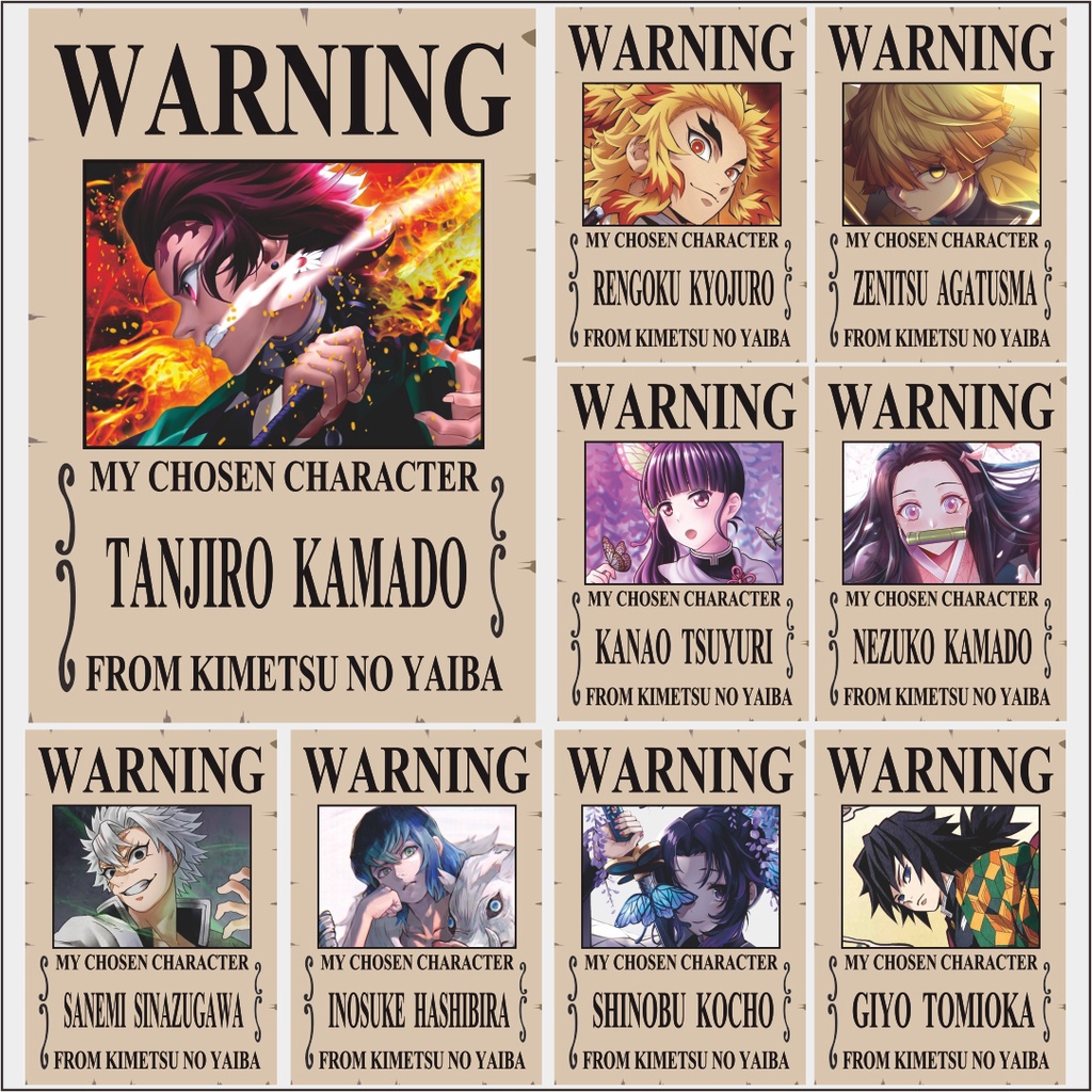 Jual Poster Warning Anime Kimetsu No Yaiba / Demon Slayer Terlengkap ...