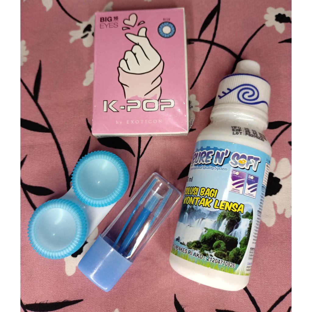 Jual Paket Softlens Lengkap X2 Kpop Normal Big Eyes Dia 16mm + Air ...