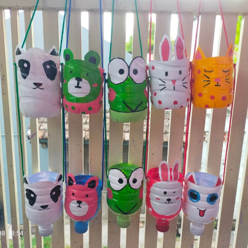 Jual prakarya kerajinan daur ulang botol bekas (pot gantung karakter ...