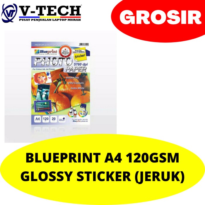 Jual BLUEPRINT STICKER GLOSSY A4 120GSM (JERUK) | Shopee Indonesia
