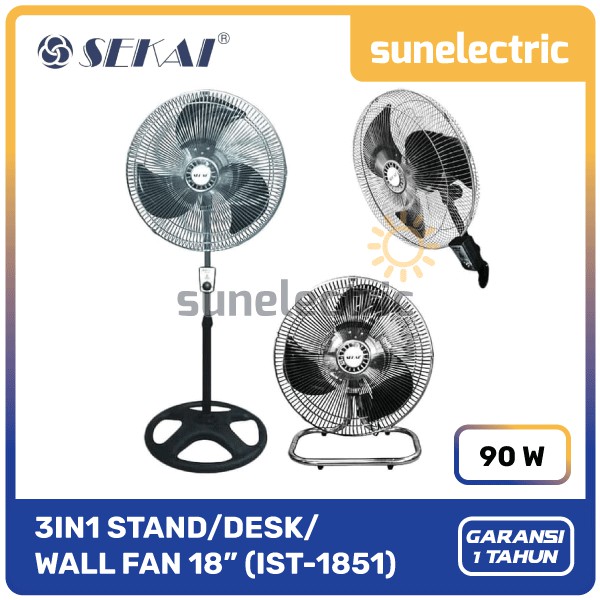 Jual Sekai IST-1851 Industrial Fan / Kipas Angin 18"/ 45cm 3in1 Stand / Wall / Desk Fan IST 1851 ...