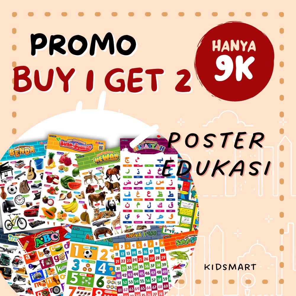 Jual PROMO BUY 1 GET 2 - Poster Edukasi Anak Kidsmart | Shopee Indonesia