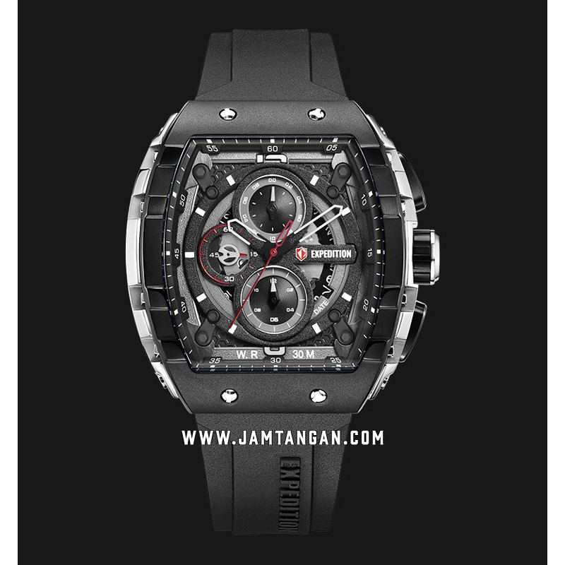 Jual Expedition E 6782 MC RTBBA Chronograph Black Dial Black Rubber ...
