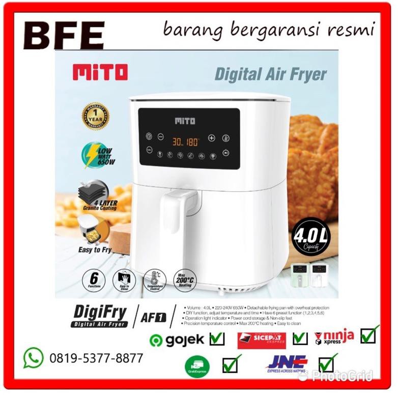 Jual MITO AF1 Digital Air Fryer 4 Liter Low Watt - AirFryer DigiFry AF ...