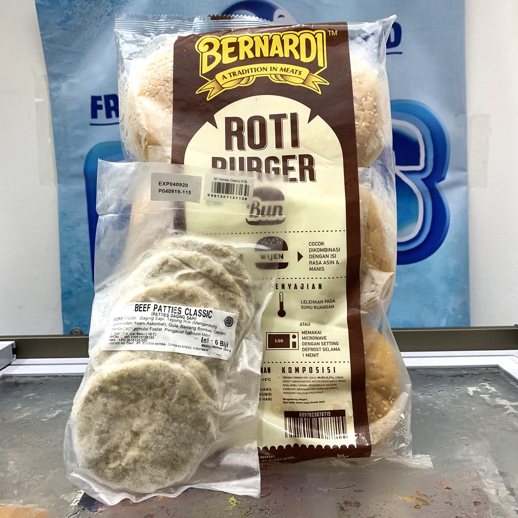 Jual Paket Burger Roti Bernardi (6 pcs) + Bernardi Burger (6 pcs ...